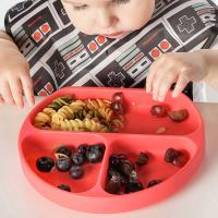 China Red Silicone Childrens Plates Unbreakable Silicone Suction Divided Plate for sale