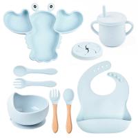 China Blue Pink Lobster Baby Silicone Feeding Set 0-3 Years Old for sale