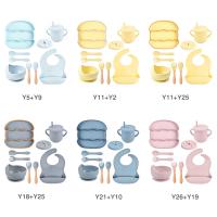China Yellow Food Grade Silicone Bib And Bowl Set Eco BPA Free Silicone Feeding Set for sale