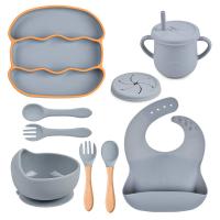 China Yellow Food Grade Silicone Bib And Bowl Set Eco BPA Free Silicone Feeding Set for sale