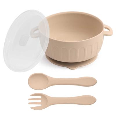 China 400ml Baby Silicone Feeding Set Silicone Feeding Bowl For 0-3 Years Old Kids for sale