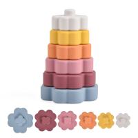 China Morandi Flower Baby Silicone Toys Eco Silicone Stacking Tower for sale
