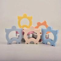 China CPC 10pcs Silicone Building Blocks Childrens Silicone Toys Morandi Blue for sale