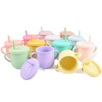 China Pink Sippy Cup With Handles 150mL Kids Silicone Cup Cute Cartoon Design for sale