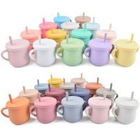 China Pink Sippy Cup With Handles 150mL Kids Silicone Cup Cute Cartoon Design for sale