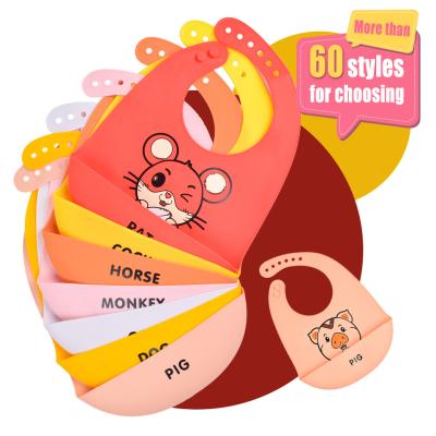 China Red Orange Silicone Pocket Bib With Catch Pocket Customized for sale