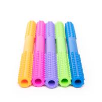 China Light Green Soft Silicone Teether Rose Silicone Teething Stick Durable for sale