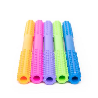 China Light Green Soft Silicone Teether Rose Silicone Teething Stick Durable for sale