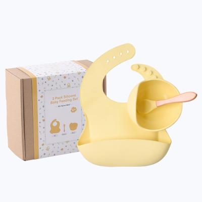 China Silicone Bib And Bowl Customized Silicone Products Yellow for sale