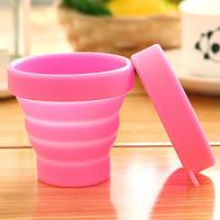 China Candy Color 170ml Silicone Travel Mug Rose Silicone Collapsible Travel Cup for sale