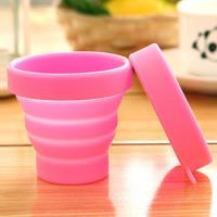 China Candy Color 170ml Silicone Travel Mug Rose Silicone Collapsible Travel Cup for sale