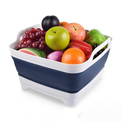 China Collapsible 9L Silicone Strainer Basket Silicone Household Products Blue White for sale