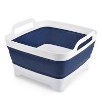 China Collapsible 9L Silicone Strainer Basket Silicone Household Products Blue White for sale