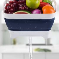 China Collapsible 9L Silicone Strainer Basket Silicone Household Products Blue White for sale