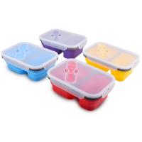 China 2 Compartment Lunch Box Silicone Household Products Collapsible Lunch Containers for sale