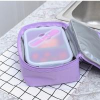 China 2 Compartment Lunch Box Silicone Household Products Collapsible Lunch Containers for sale