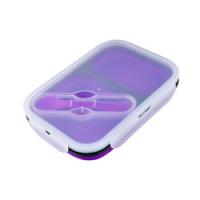China 2 Compartment Lunch Box Silicone Household Products Collapsible Lunch Containers for sale