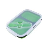 China 2 Compartment Lunch Box Silicone Household Products Collapsible Lunch Containers for sale