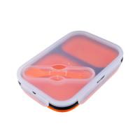 China 2 Compartment Lunch Box Silicone Household Products Collapsible Lunch Containers for sale