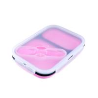 China 2 Compartment Lunch Box Silicone Household Products Collapsible Lunch Containers for sale