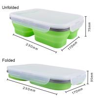 China 3 Compartment Lunch Containers 350mL 650mL Silicone Foldable Lunch Box for sale