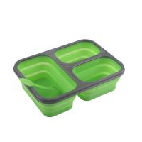 China 3 Compartment Lunch Containers 350mL 650mL Silicone Foldable Lunch Box for sale