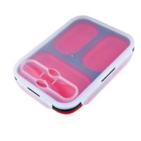 China 3 Compartment Lunch Containers 350mL 650mL Silicone Foldable Lunch Box for sale