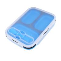 China 3 Compartment Lunch Containers 350mL 650mL Silicone Foldable Lunch Box for sale