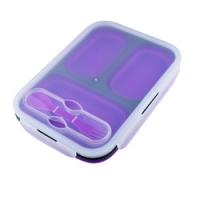 China 3 Compartment Lunch Containers 350mL 650mL Silicone Foldable Lunch Box for sale