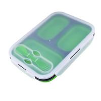 China 3 Compartment Lunch Containers 350mL 650mL Silicone Foldable Lunch Box for sale