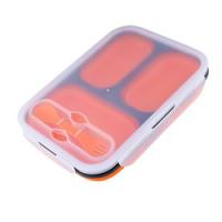 China 3 Compartment Lunch Containers 350mL 650mL Silicone Foldable Lunch Box for sale