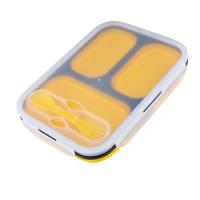 China 3 Compartment Lunch Containers 350mL 650mL Silicone Foldable Lunch Box for sale