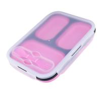 China 3 Compartment Lunch Containers 350mL 650mL Silicone Foldable Lunch Box for sale