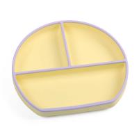 China Yellow Silicone Childrens Plates Green Silicone Divided Suction Plate for sale