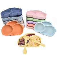 China Infants Rabbit Suction Section Plate 100% Silicone Weaning Suction Plates for sale