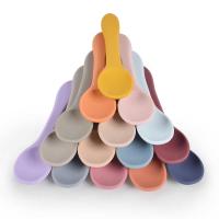 China Eco Friendly Silicone Weaning Spoons Blue Green Purple Orange for sale