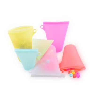 China Rose Orange Freezer Safe Silicone Food Storage Bag Leakproof Silicone Freezer Bags for sale
