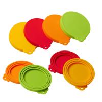 China Silicone Pet Food Can Covers Customized Silicone Products Red Orange for sale