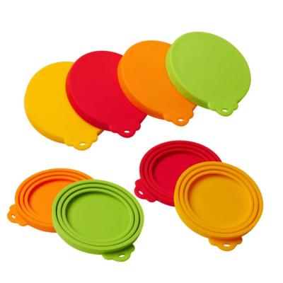 China Silicone Pet Food Can Covers Customized Silicone Products Red Orange for sale