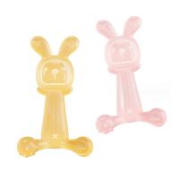 China Customized Logo Soft Silicone Teether for Babies Safe Food Grade Relief in Retail Box for sale