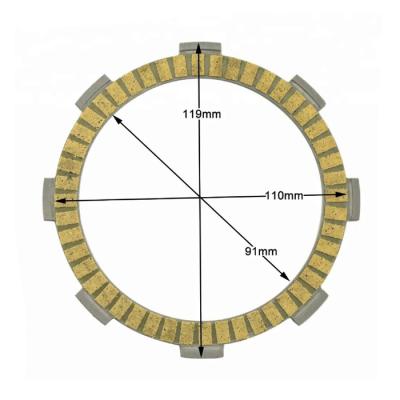 China Paper-based Non-asbestos Motorcycle Clutch Friction Plate 119mm*91mm for Honda CB125 CG125 for sale