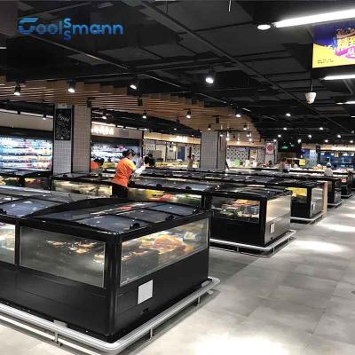 China Open Supermarket Island Freezer Automatic Defrosting Horizontal Display for sale