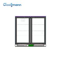 China Coated Glass 2 Door Back Bar Cooler , Double Layer Back Bar Beverage Cooler for sale