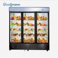 China Three Layer Glass Door Freezer Hollow Tempered Coated Heating Front Freezer 1305L for sale