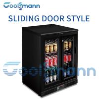 China Small Drinks Backbar Cooler Fridge Sliding Door With Roll Bond Evaporator for sale