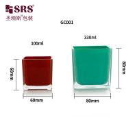 China Wholesale Elegant Empty Customization Colorful Square Glass Candle Jar for sale