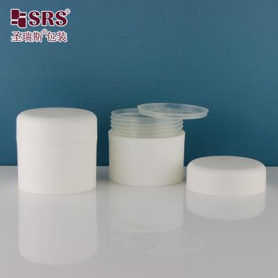 China Empty Double Wall Matte Face Cream Frosted Lip Balm PP Plastic Jars Container With Lid Cosmetic Cream Jar 200ml for sale