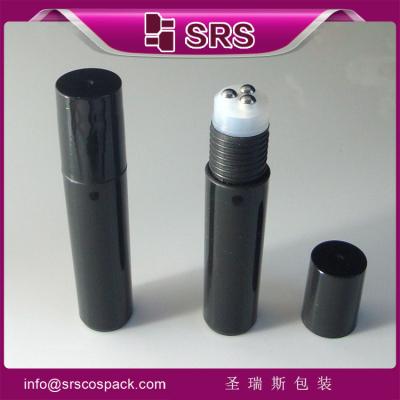 China SRS three stainless steel ball empty plastic 10ml roll on bottle with PP screw cap for sale