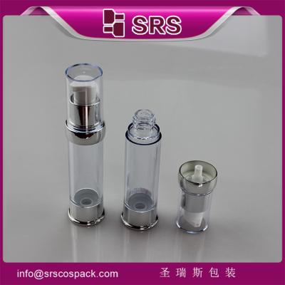 China SRS 2015 Newest design plastic round transparent luxury empty 15ml 20ml 30ml serum bottle for sale