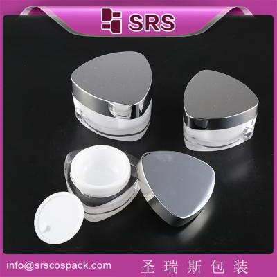 China SRS China manufacturer hot sale triangle shape cute plastic cosmetics empty acrylic jar for sale